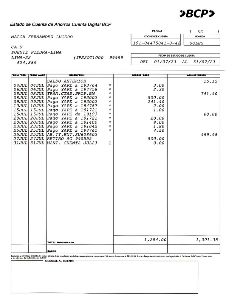 Cuenta Bancaria | PDF