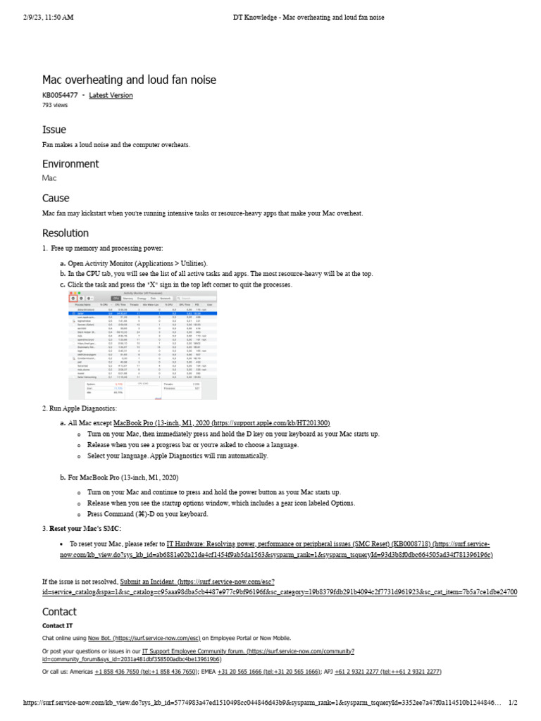 DT Knowledge - Mac Overheating and Loud Fan Noise | PDF | Personal Computers | Apple Inc.