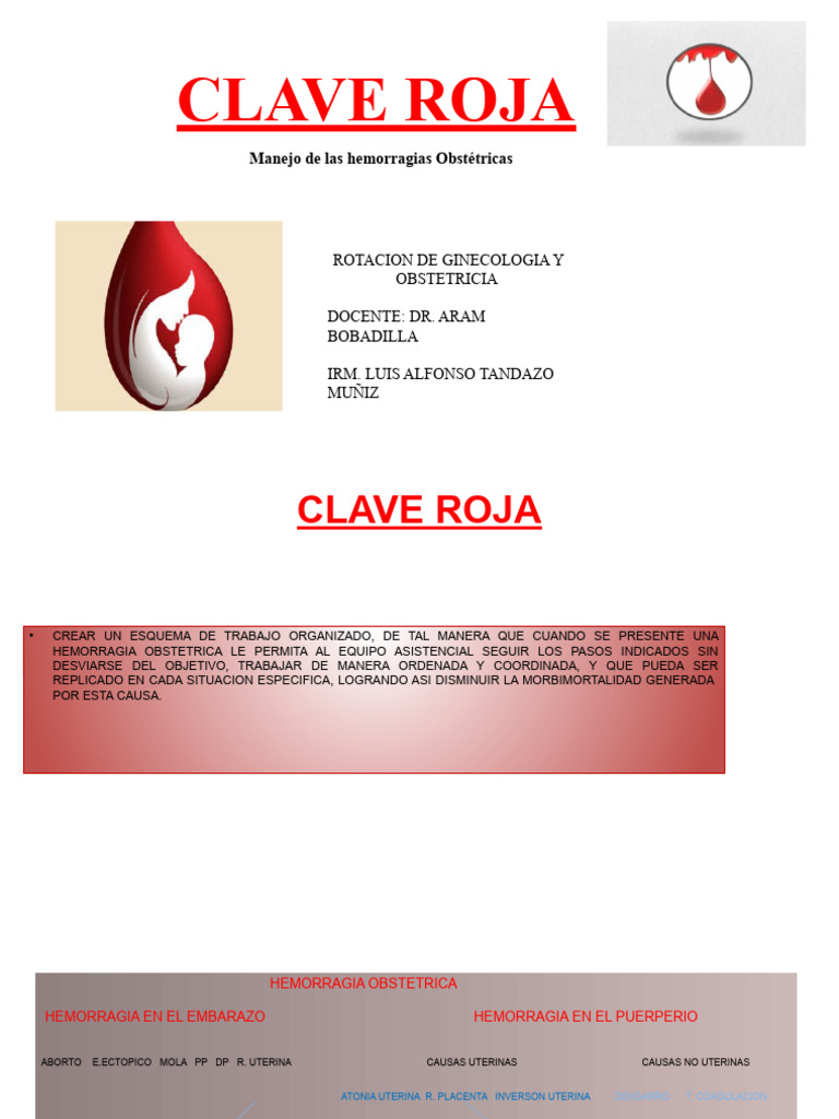 Clave Roja en Hemorragias Obstétricas | PDF | Sangre | Periodo posparto