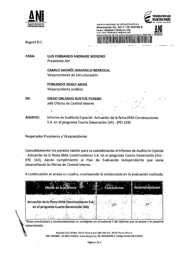 Auditoria de La ANI A Autopista Del Caribe | PDF