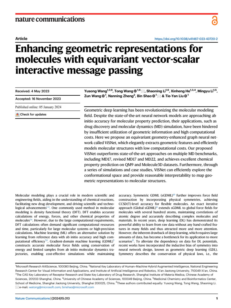 Enhancing Geometric Representations For Molecules With Equivariant Vector-Scalar Interactive ...