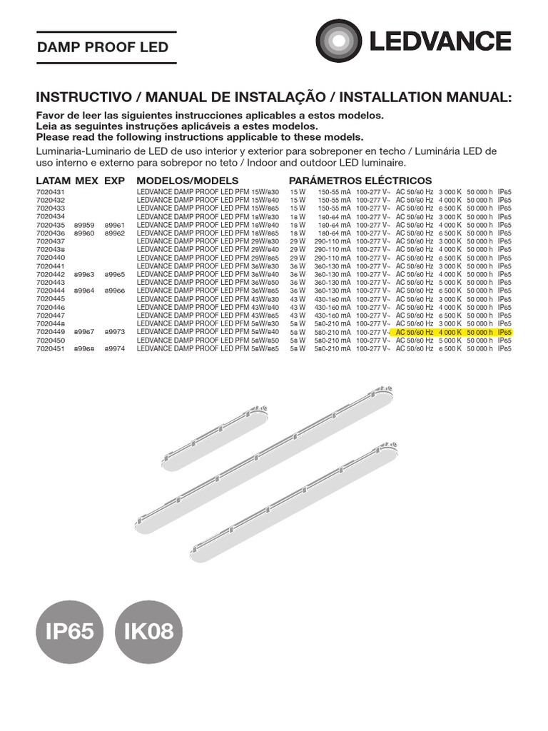 Lampara Led QR - Ui - Ledvance - Damp - Proof - Led | PDF | Contractual ...