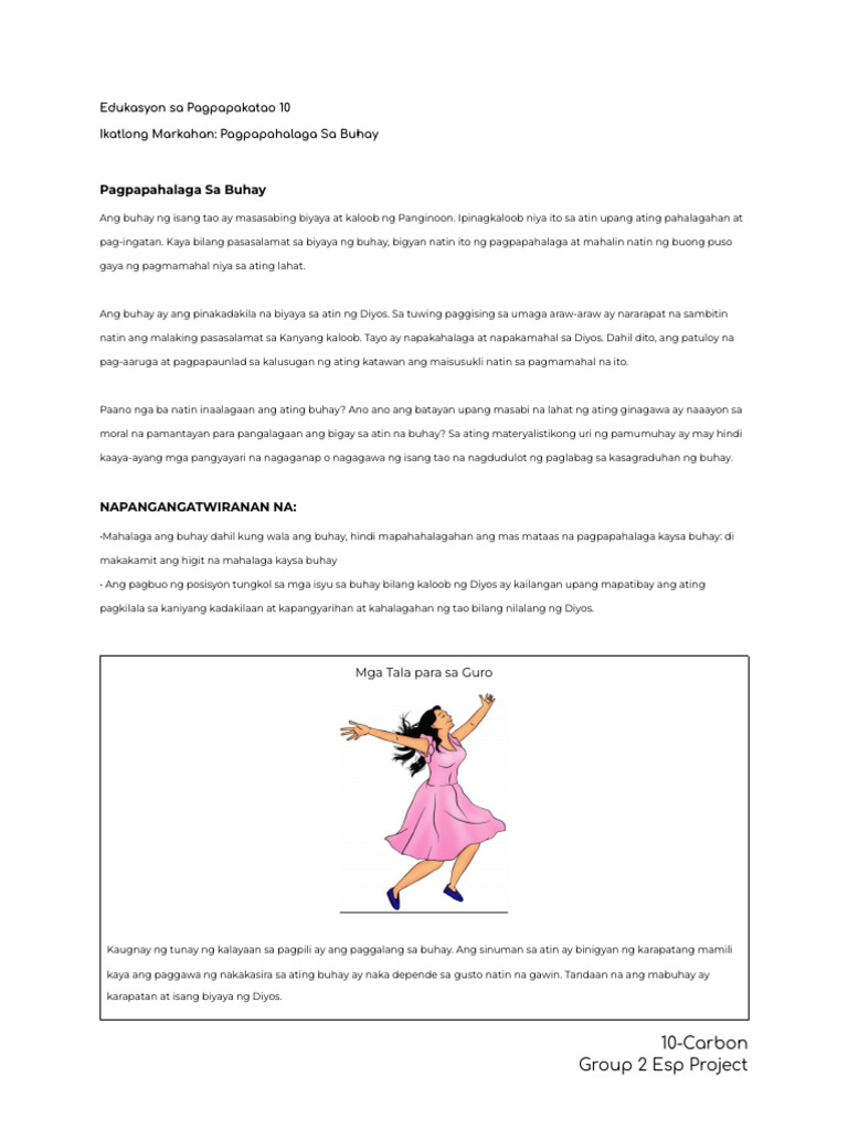 Modyul 10 Pagpapahalaga Sa Buhay | PDF