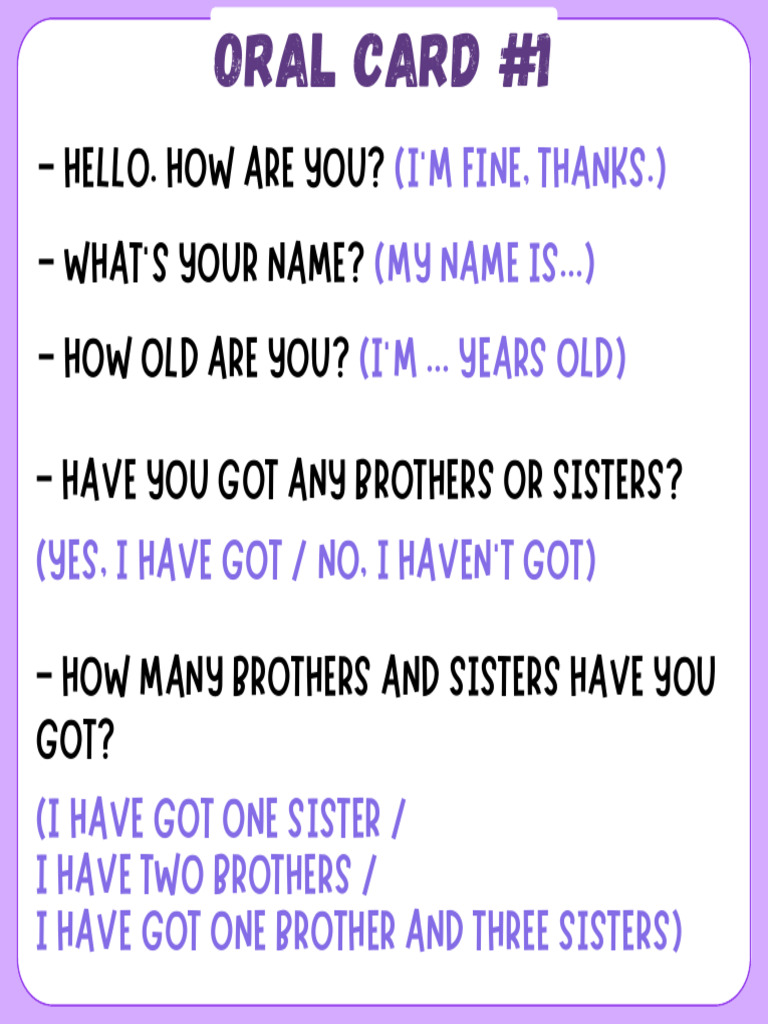 English Oral Practice Questions | PDF