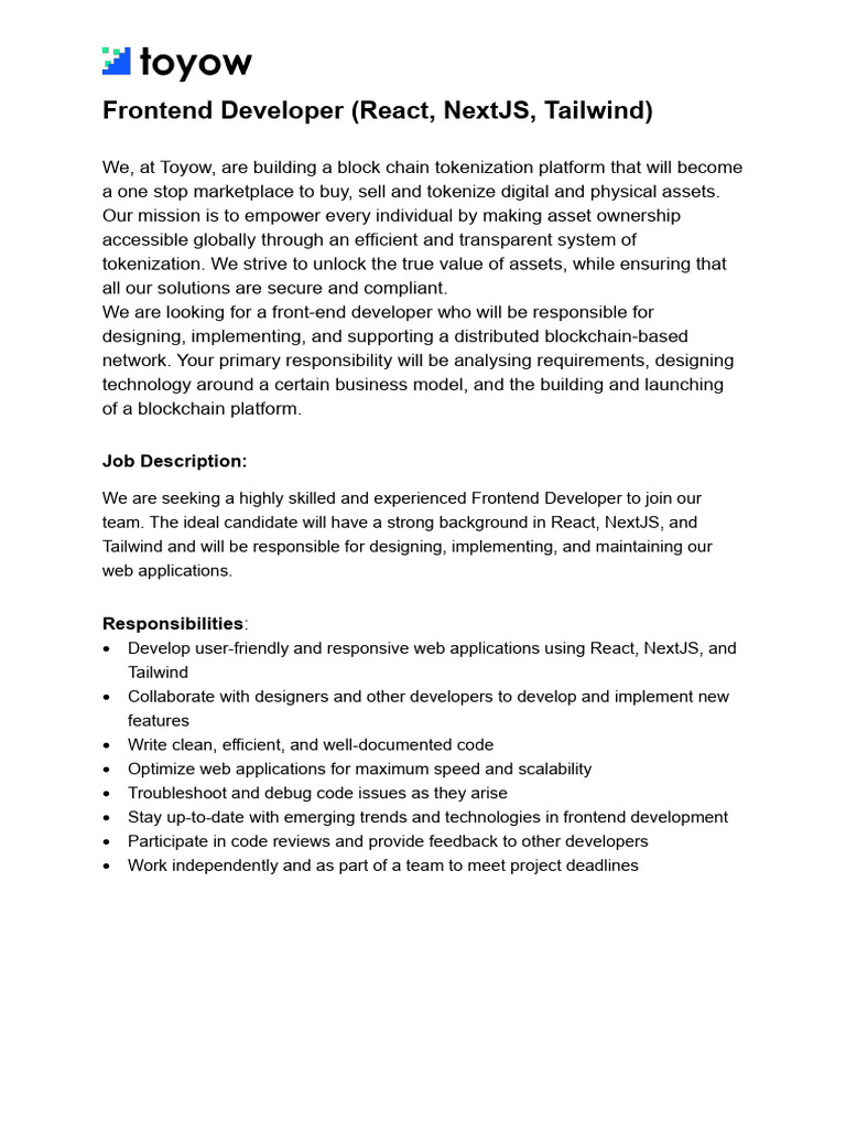 Front End Developer JD | PDF | Computing | Information Technology