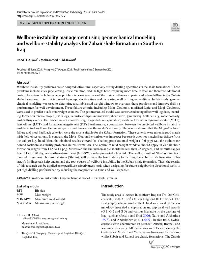 Wellbore Instability | PDF