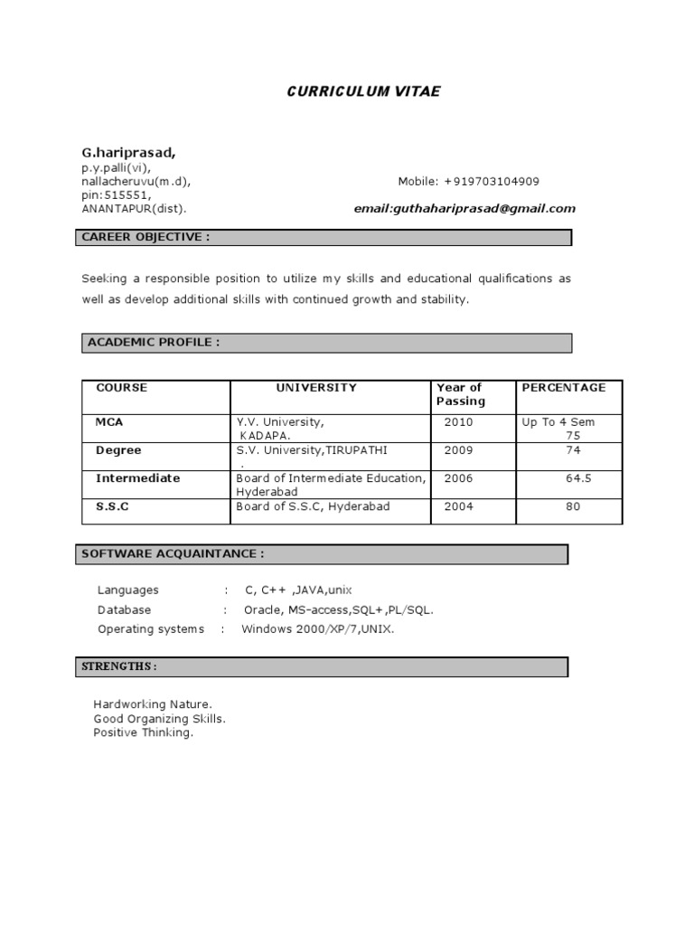 Hari Resume | PDF | Career & Growth | Self-Improvement