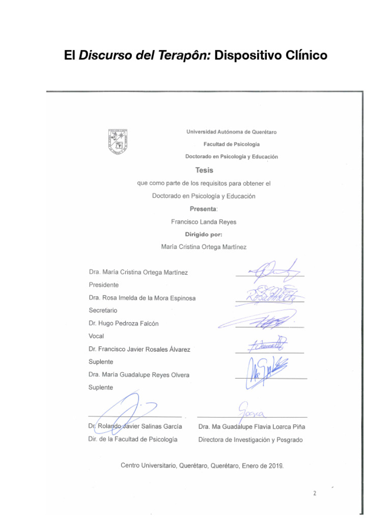 Tesis Doctoral Landa Reyes Discurso Del Therapon | PDF | Jacques Lacan ...