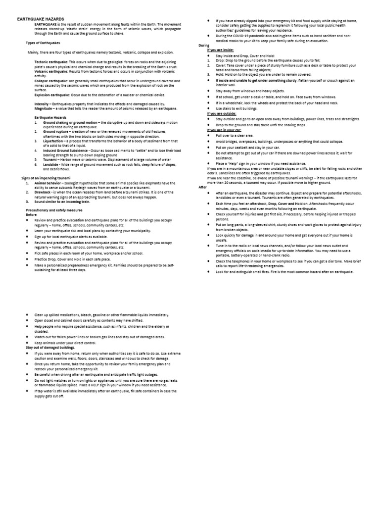 Understanding Earthquake Hazards and Safety | PDF | Earthquakes | Tsunami