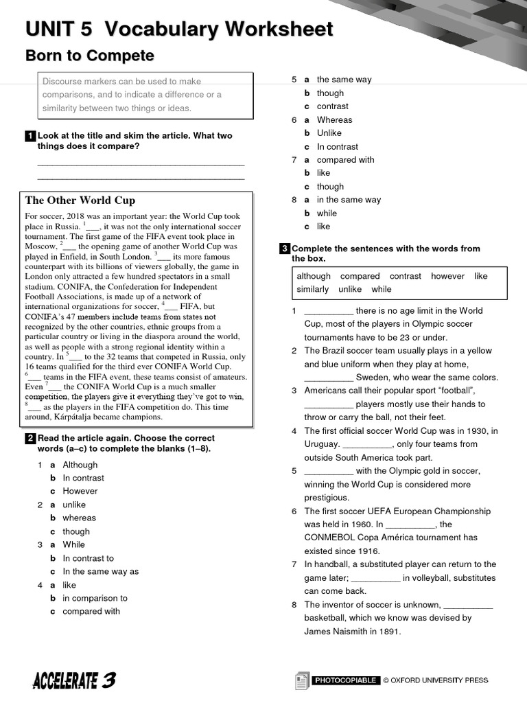 Unit 5 - Grammar and Vocabulary - Extra Activity | PDF | Fifa World Cup ...