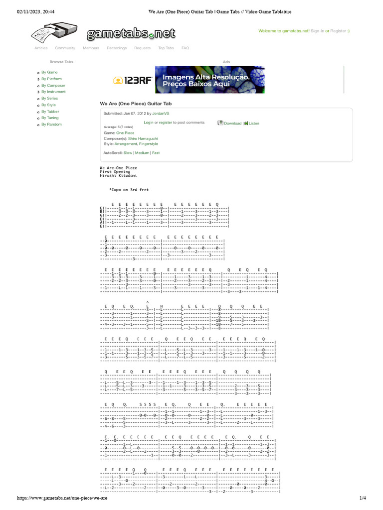 One Piece We Are Guitar Tab | PDF