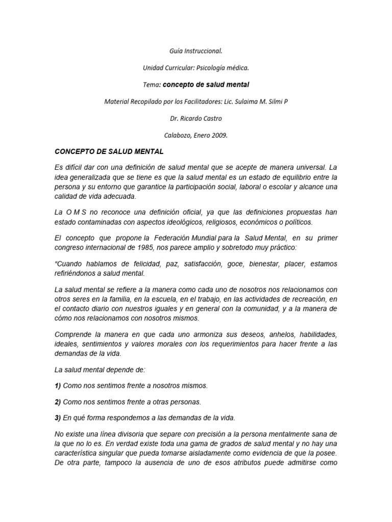 Guia Salud Mental | PDF | Salud mental | Mente