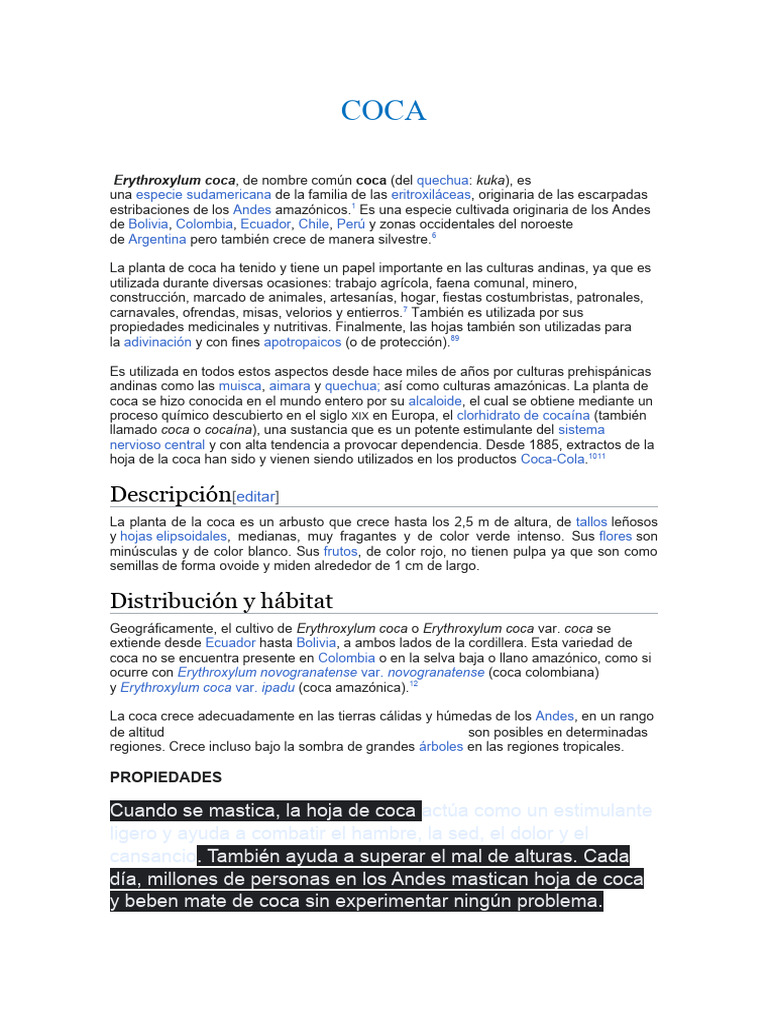 COCA | PDF | Plantas