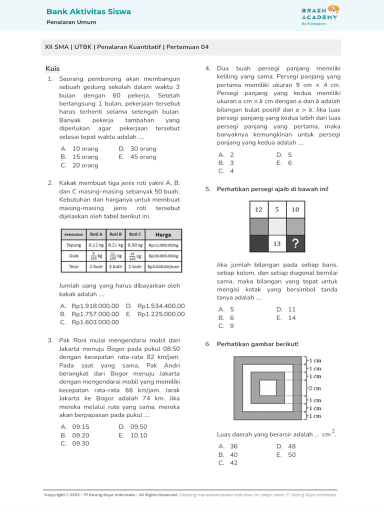 12 Ips R 2 Penalaran Umum Bank Aktivitas Penalaran Kuantitatif Pdf