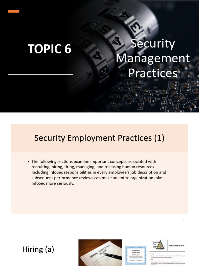 Topic 6 Security Management Practices Pdf Information Security Background Check