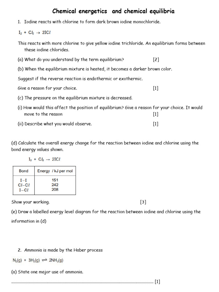 Chemical Energetics Questions | PDF | Chemical Equilibrium | Chemical ...