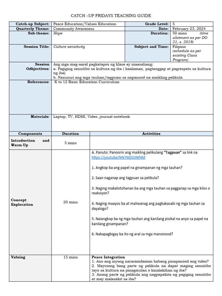 FEBRUARY-23-2024 Grade 5 Lesson Plan | PDF