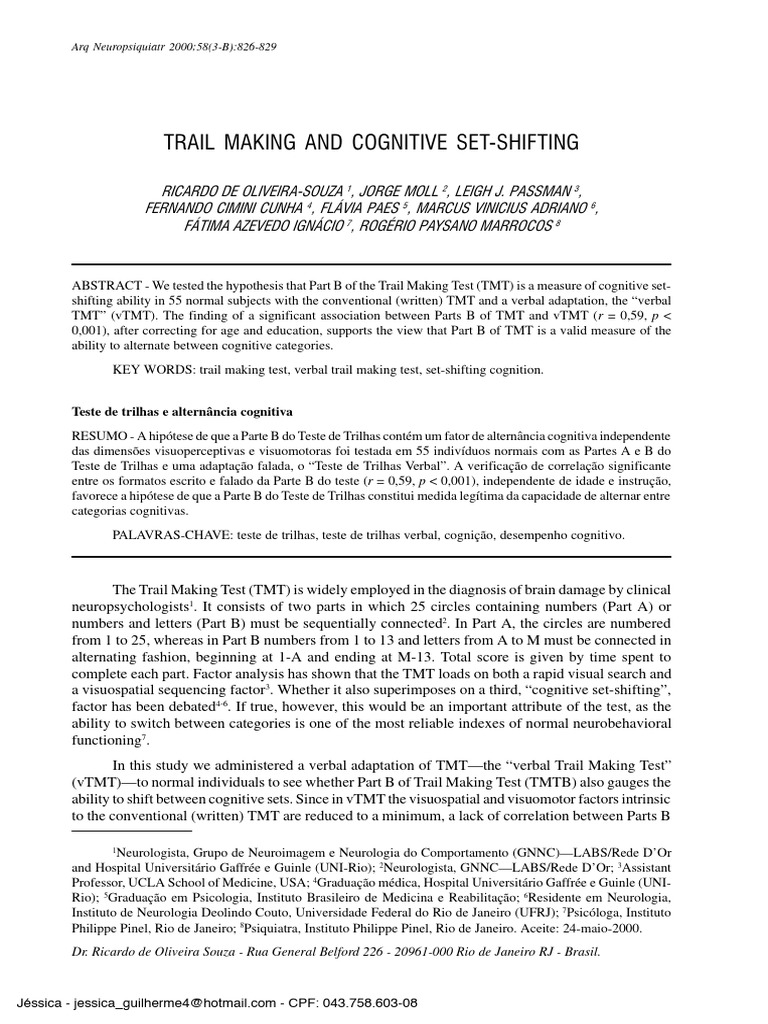 Trail Making and Cognitive Set-Shifting | PDF | Cognitive Science | Cognitive Psychology
