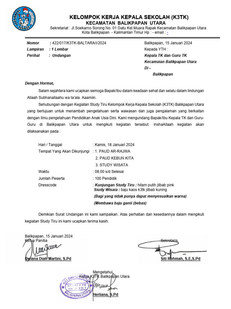 Surat Undangan Study Tiru | PDF