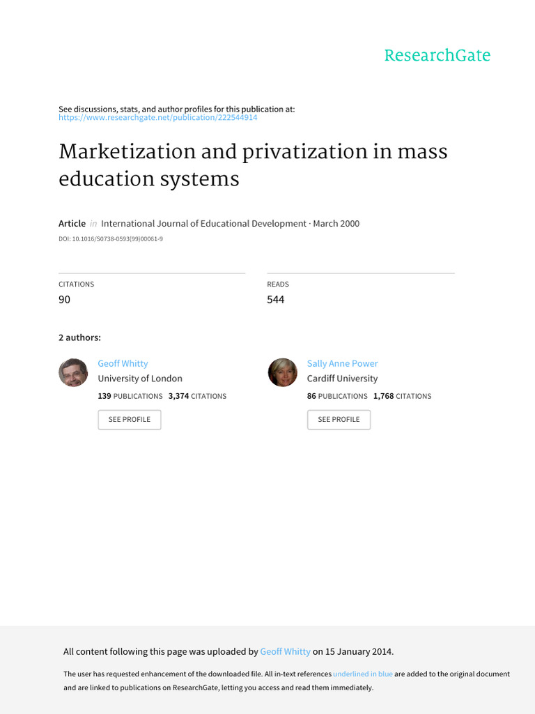 Marketization and Privatization in Education | PDF | Privatization ...