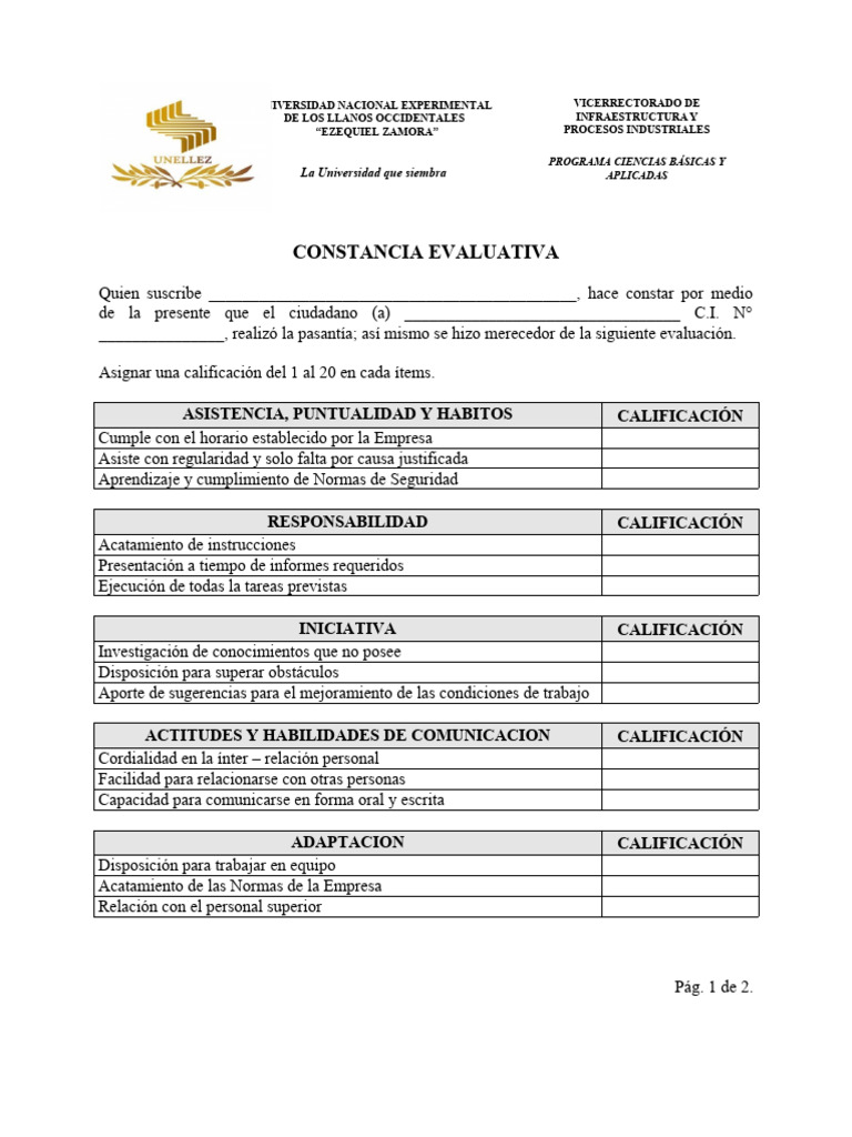 Formato de Evaluación de Pasantía Por Tutor Empresarial. 2022-II | PDF | Evaluación