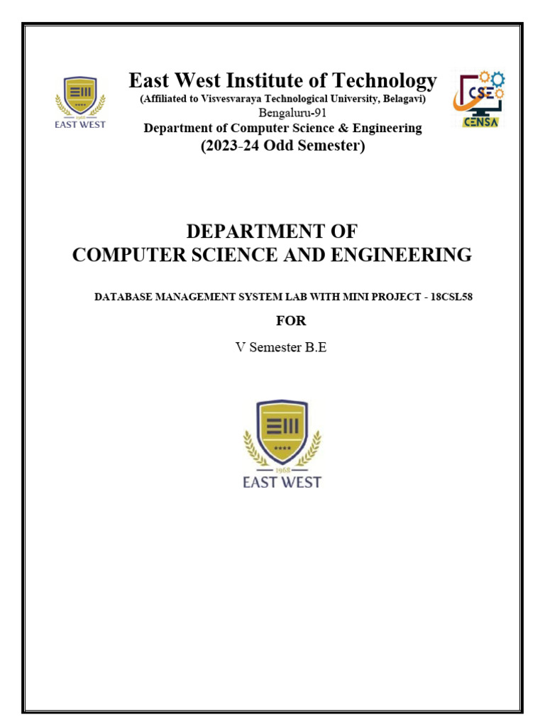 East West Institute of Technology: Department of Computer Science and Engineering | Download ...
