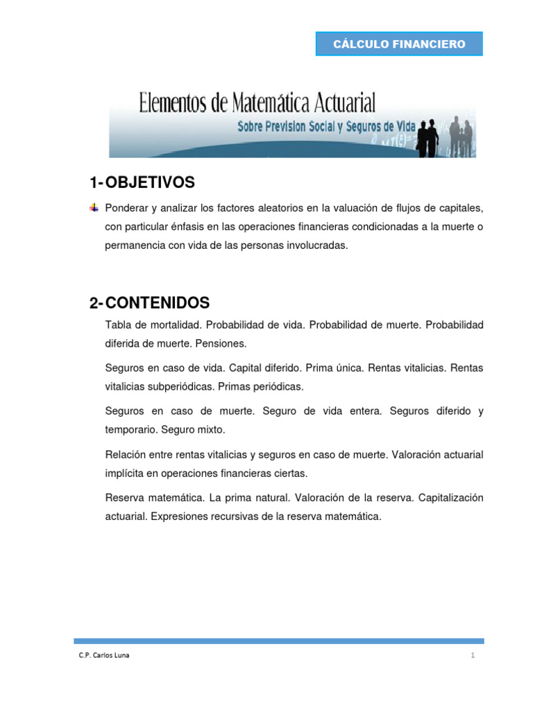 Cálculo Actuarial y Tablas de Mortalidad | PDF