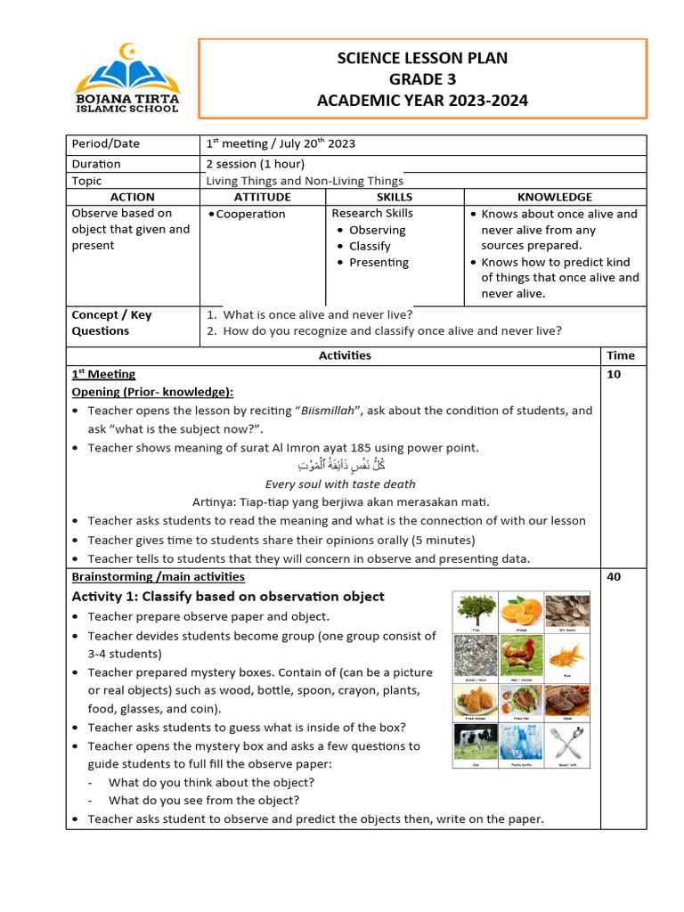 G3 - Science - 1st Meeting (Once Alive and Never Live) | PDF | Science | Behavior Modification