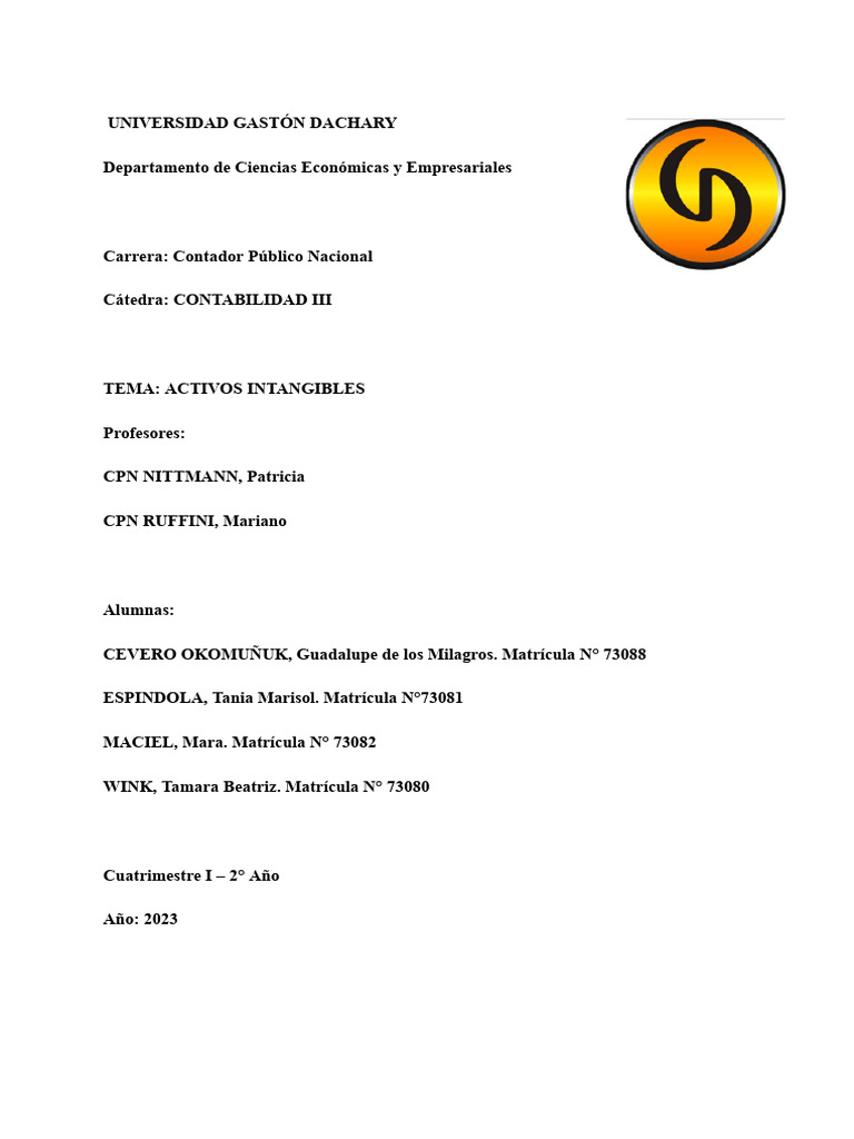 Activos Intangibles: Definición y Tratamiento | PDF | Activo intangible ...