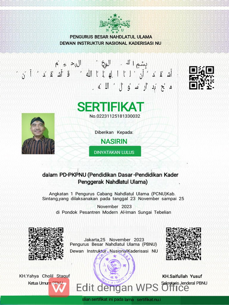 Sertifikat-PD PKPNU | PDF