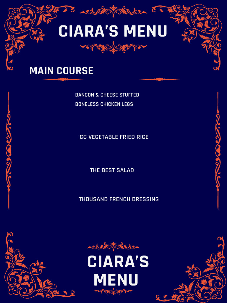 Ciara Menu | PDF | Cooking, Food & Wine