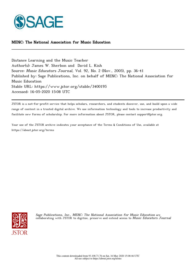 Distance Learning and The Music Teacher | PDF | Career & Growth ...