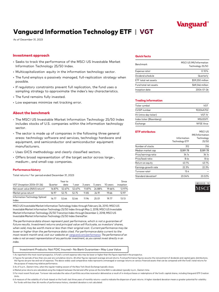 Vanguard Information Technology ETF | Download Free PDF | Exchange ...