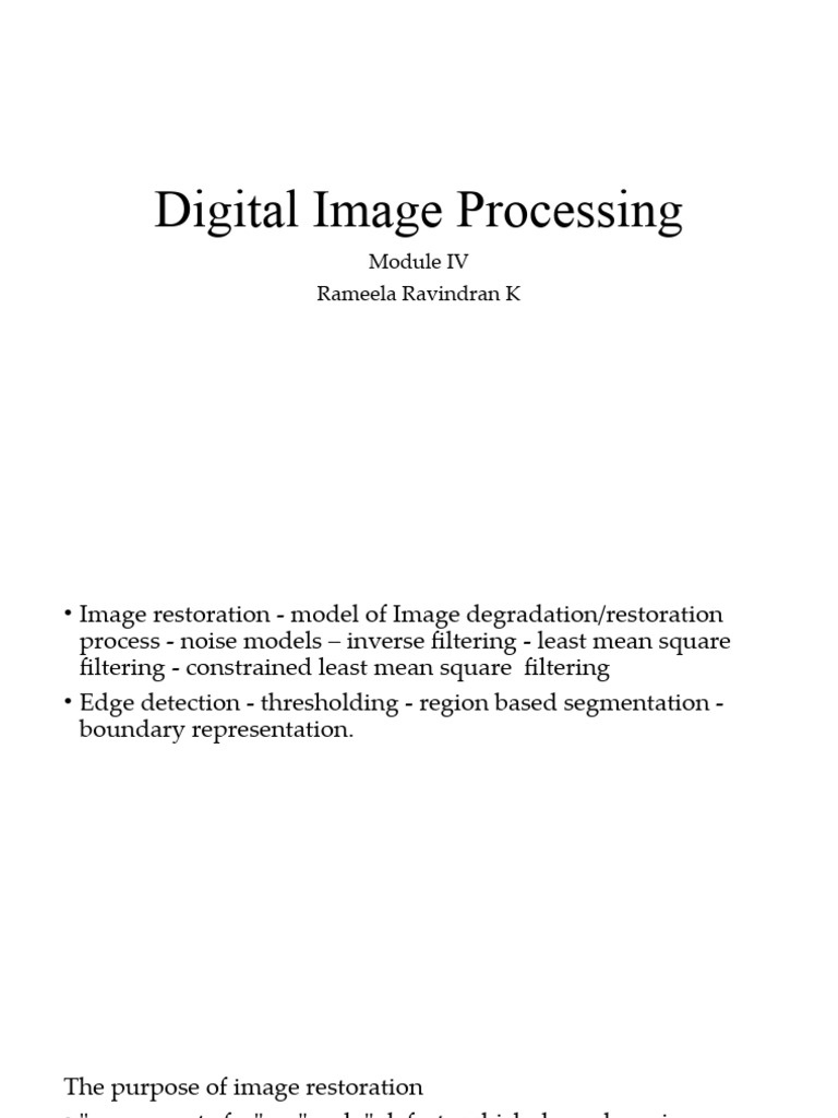 Digital Image Processing Module4 | PDF | Imaging | Vision