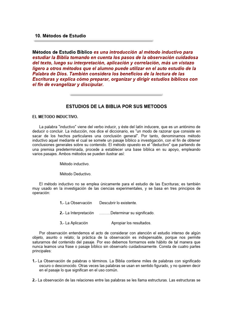 Métodos de Estudio Bíblico Inductivo | PDF