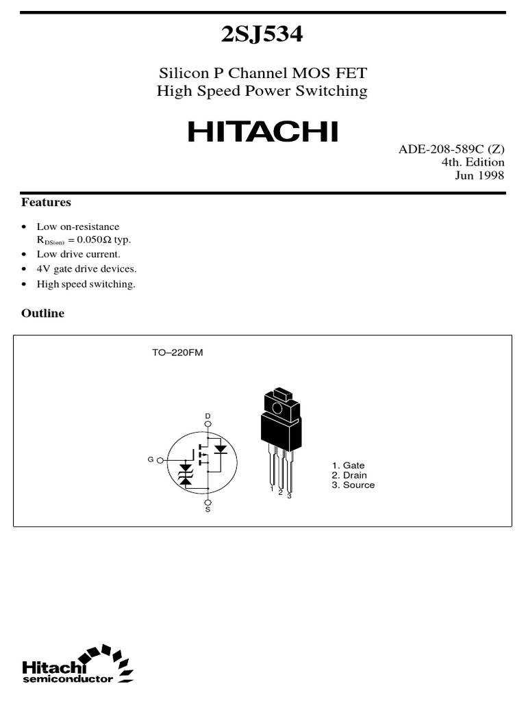 2SJ534 HitachiSemiconductor | PDF | Field Effect Transistor | Diode