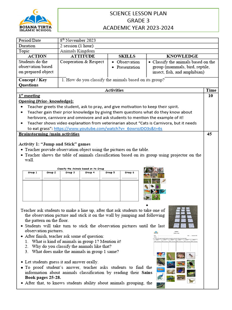 G3 - Science - 6th Meeting (Classify The Animals Based On It's Group) | PDF