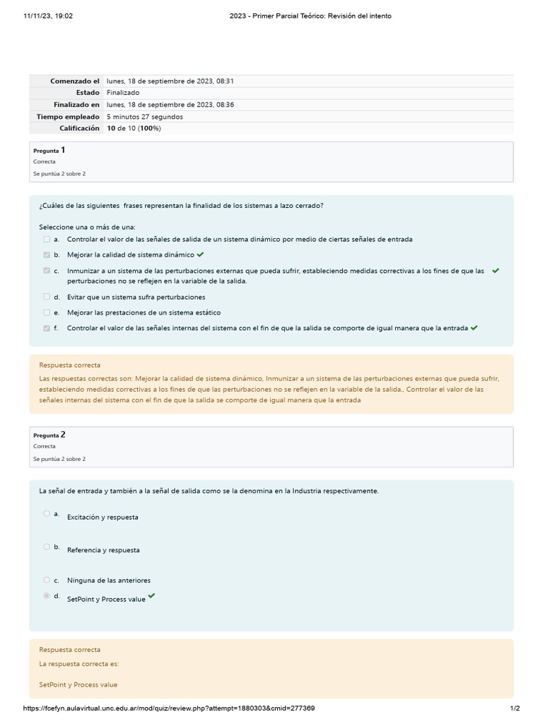 2023 - Primer Parcial Teórico - Revisión Del Intento | PDF