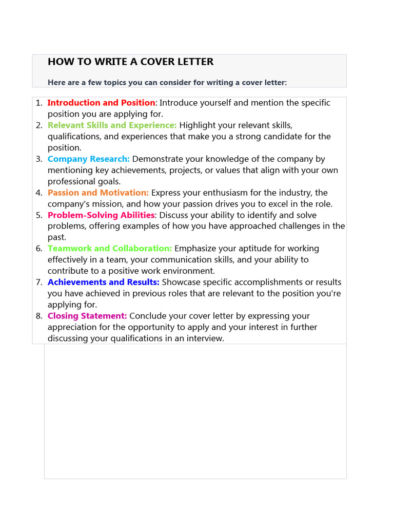 Essential Guide to Writing Cover Letters | PDF | Cognition | Organizational Behavior