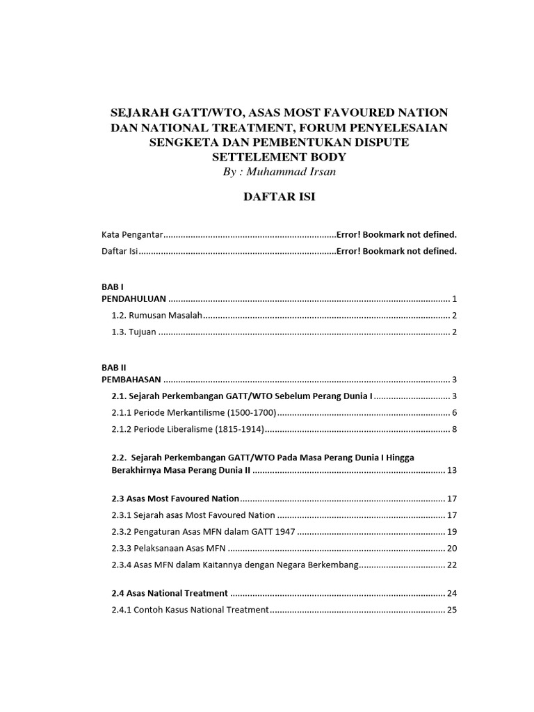 Sejarah GATT WTO Asas Most Favoured Nati | PDF