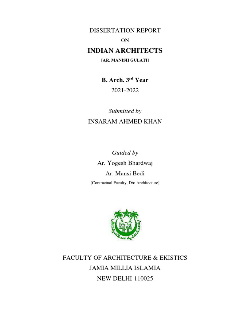 Indian Architects (Ar. Manish Gulati) (Dissertation) | PDF
