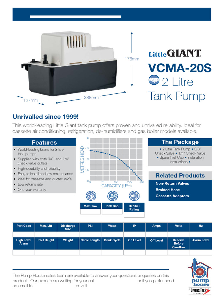 VCMA 20S Data Sheet | PDF | Pump | Energy Technology