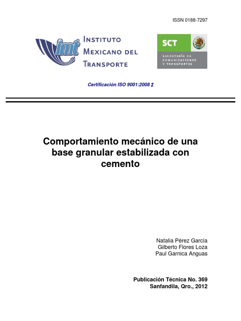 Coportamiento Mecanico Base Granular Estabilizada Cemento | PDF | Fatiga (material) | Cemento
