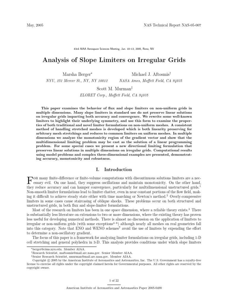 Analysis of Slope Limiters On Irregular Grids | PDF | Least Squares ...