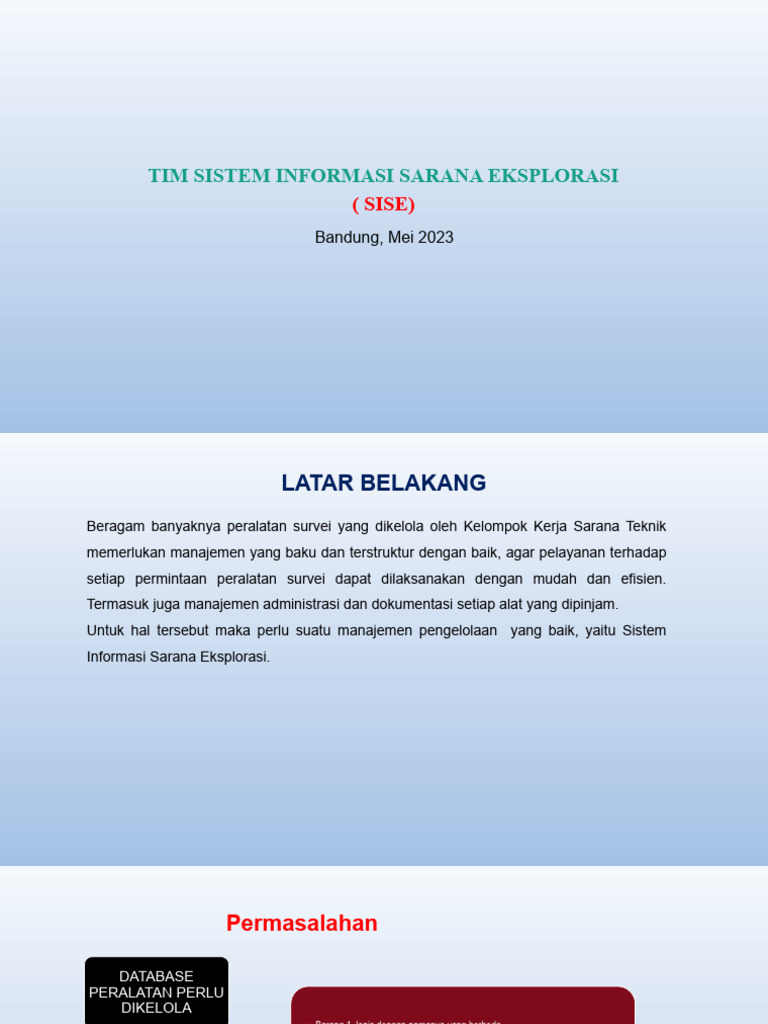 Sistem Informasi Sarana Eksplorasi (SISE) | PDF