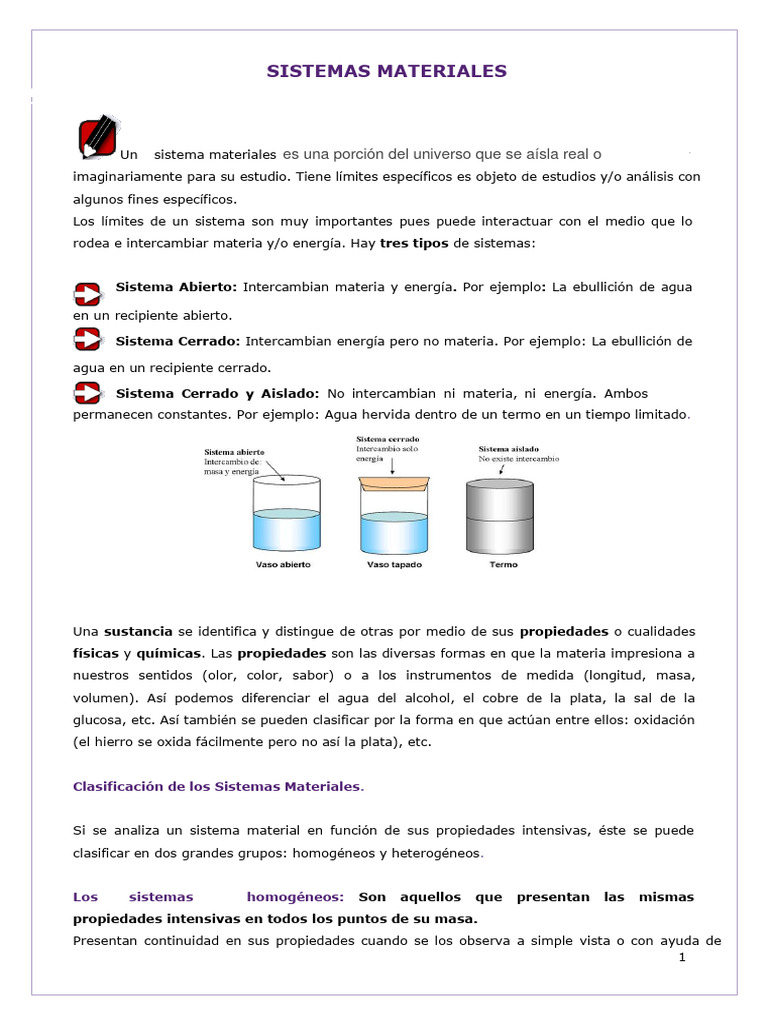 Tipos y Clasificación de Sistemas Materiales | PDF | Mezcla | Fase ...