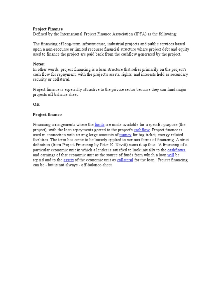 Project Finance | PDF | Project Finance | World Bank