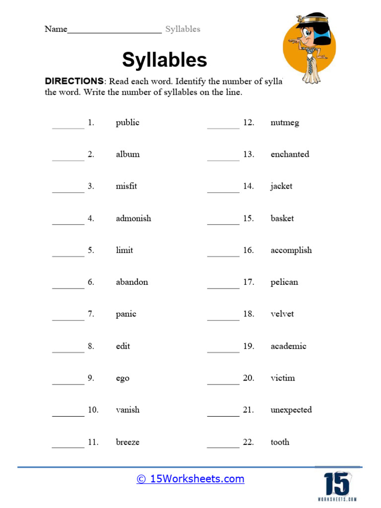 Syllables: DIRECTIONS: Read Each Word. Identify The Number of Syllables ...