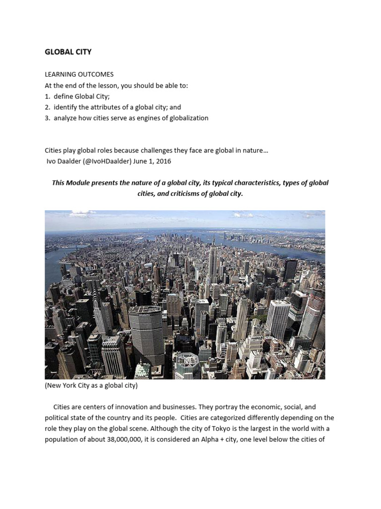 Module 10, Global City | PDF | Globalization | Economies