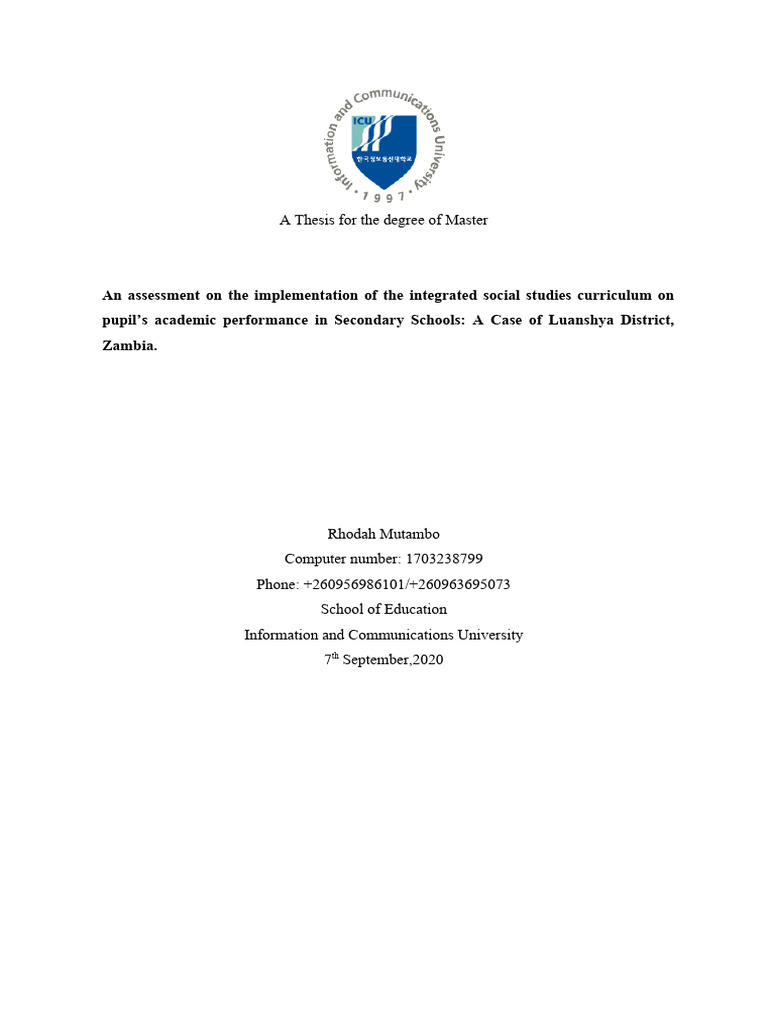 Thesis Final Report 2020 | PDF | Curriculum | Teachers